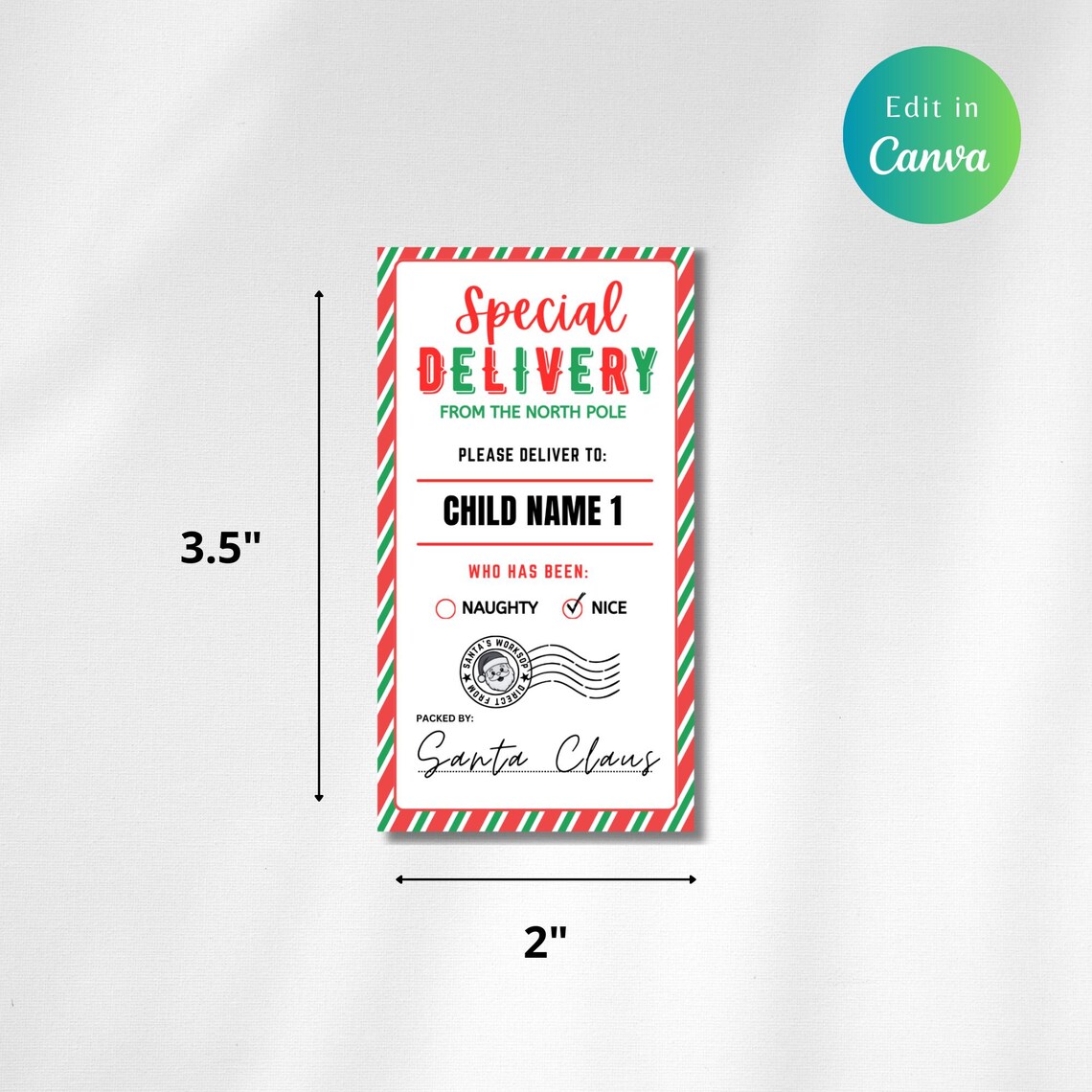 Editable SANTA Tags Template, Santa Gift Tags, Printable Santa Tags ...