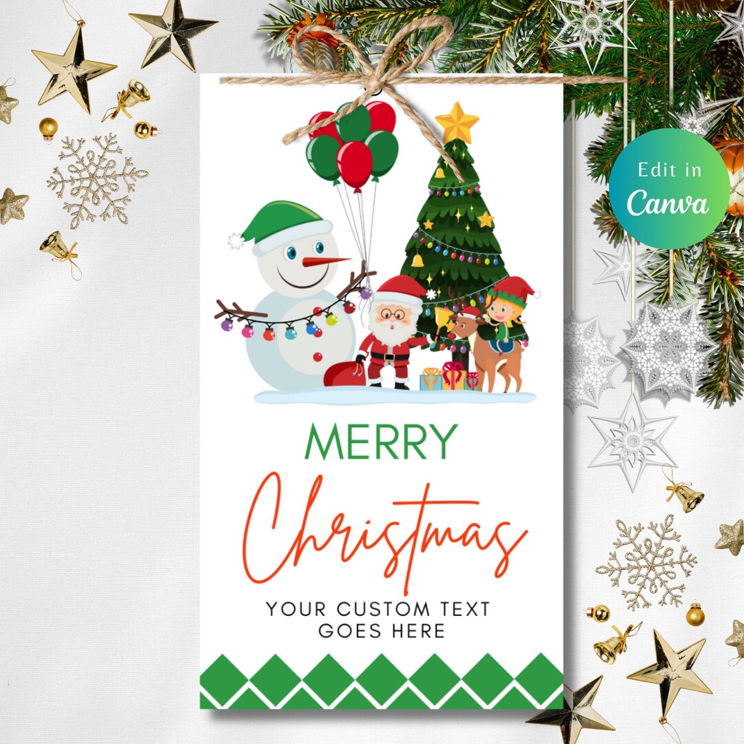 CHRISTMAS PRINTABLE Gift Tags, Editable Personalized Favor Tags ...