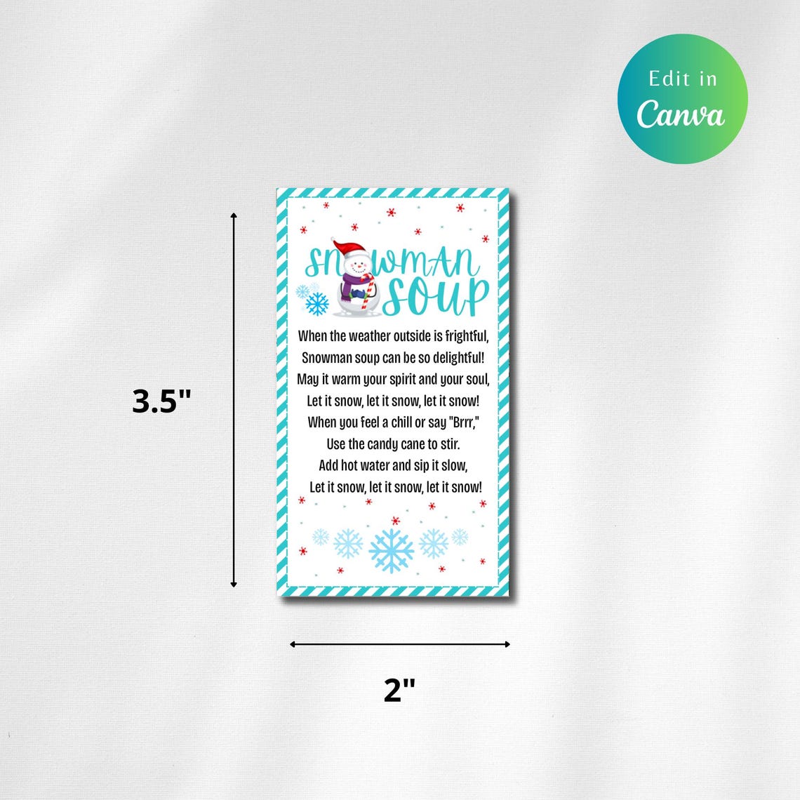 Editable Snowman Soup Treat Tag, Snowman Soup Bag, Snowman Soup Tag ...