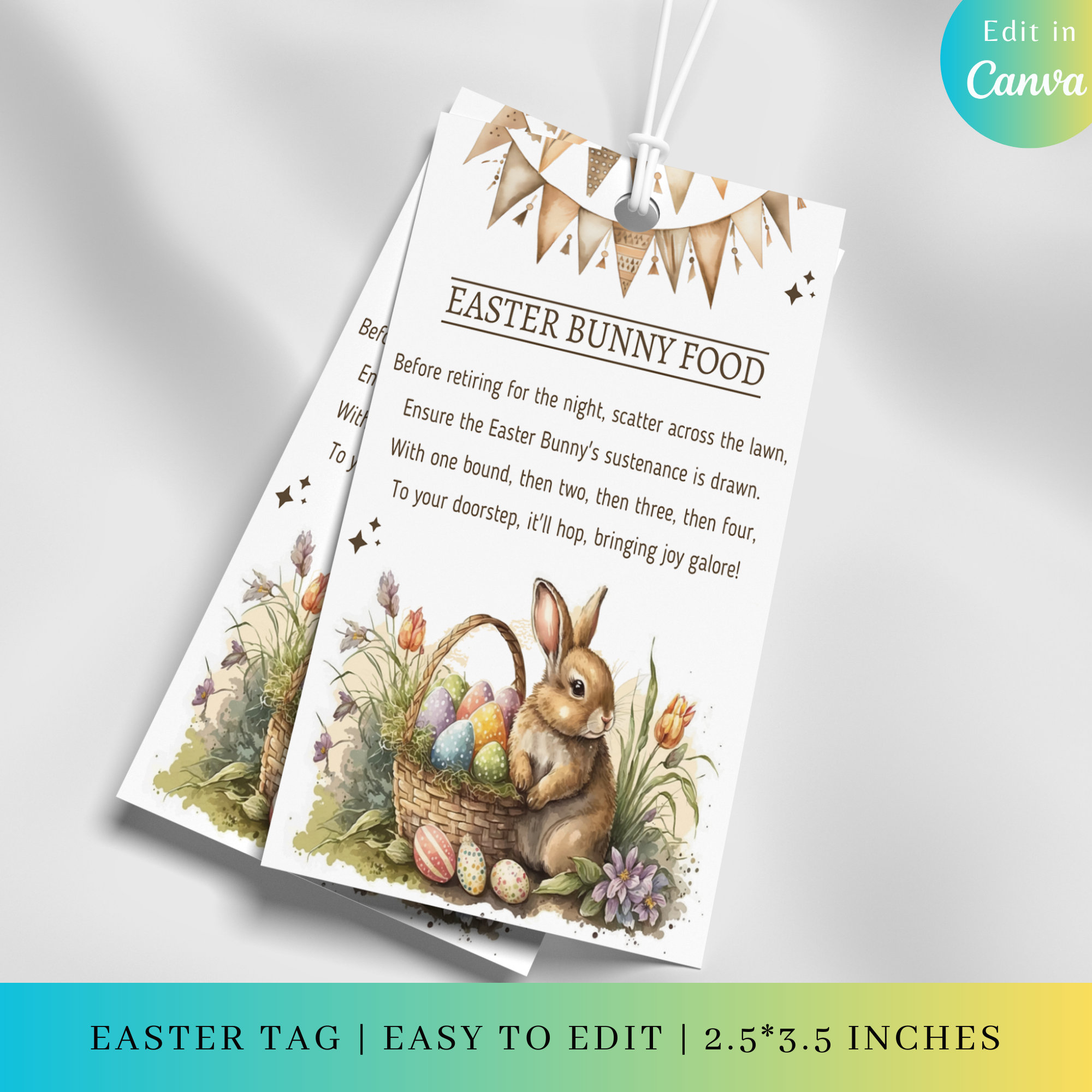 Editable EASTER BUNNY Food Label, Easter Sticker, Easter Bunny Food ...