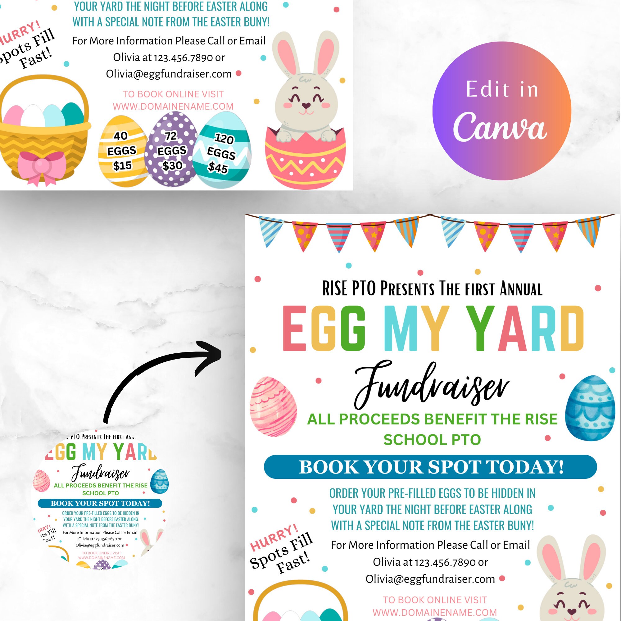 Editable EASTER EGG My Yard Fundraiser Flyer, Egg My Yard, Fundraiser ...