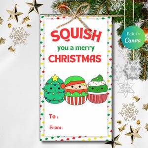 Editable SQUISH CHRISTMAS Tag, Squishing You A, Squishing Tag, Merry ...