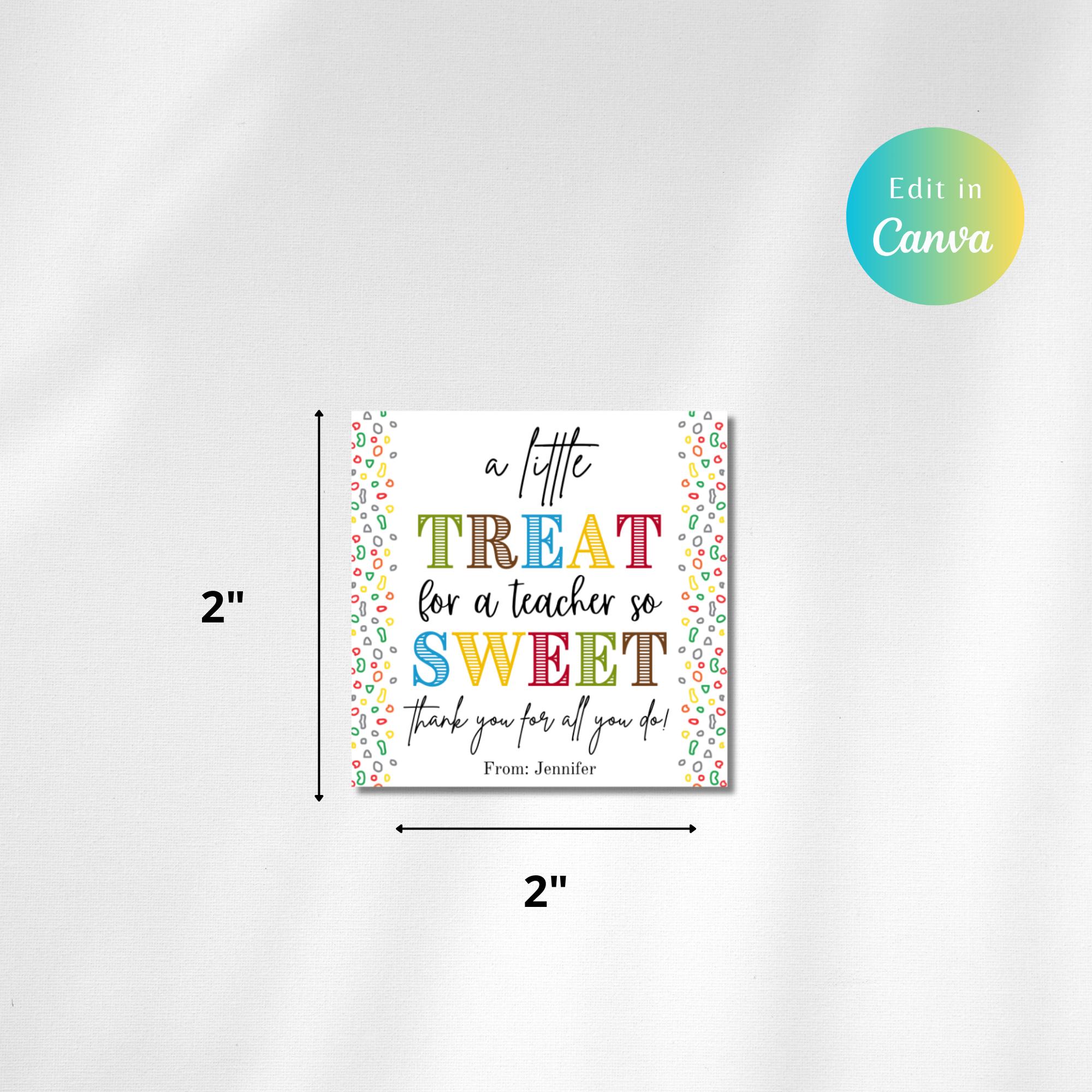 TEACHER SWEET TREAT Tag, Teacher Appreciation Tag, Teacher Thank You ...