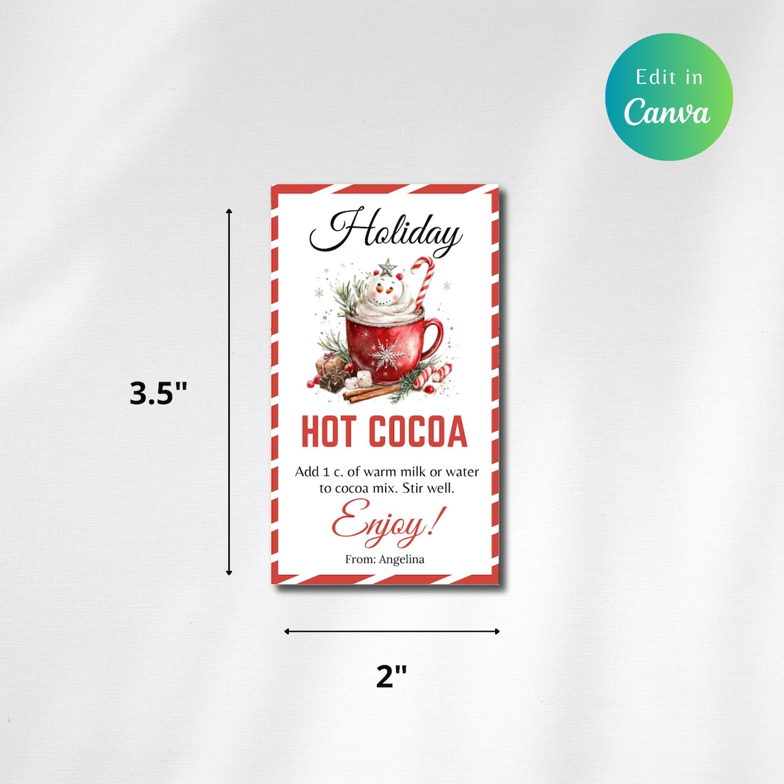 Editable HOMEMADE HOLIDAY Hot Cocoa Christmas Gift, Homemade HOT ...