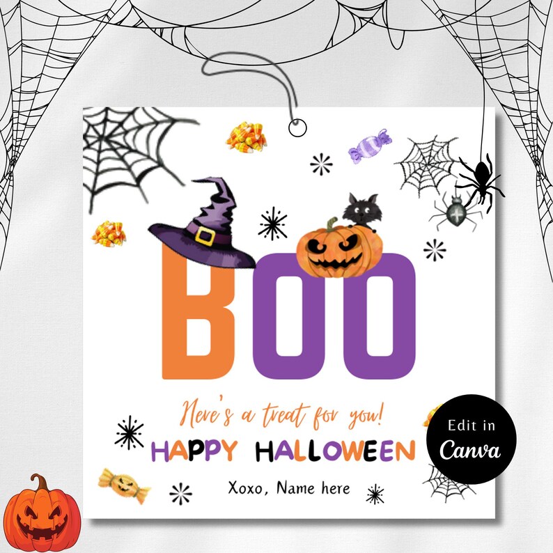Editable BOO A TREAT for You Gift Tag, Thank You Tags, Favor Tags, Gift ...