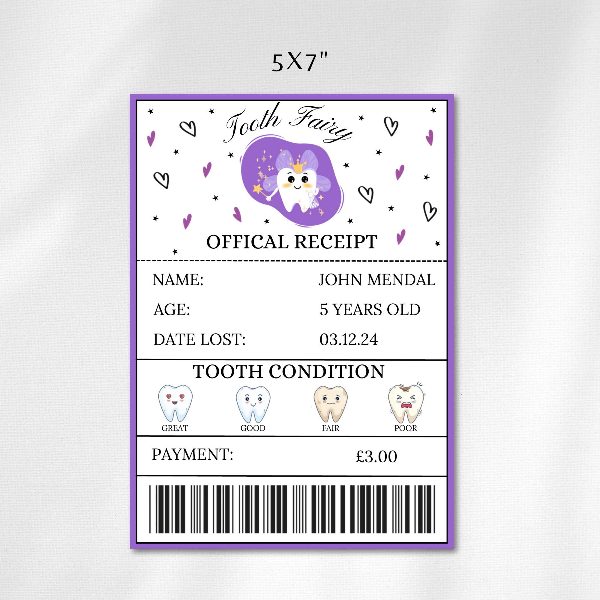 Editable TOOTH FAIRY Letter and Tooth Fairy Receipt, Tooth Fairy, Tooth ...