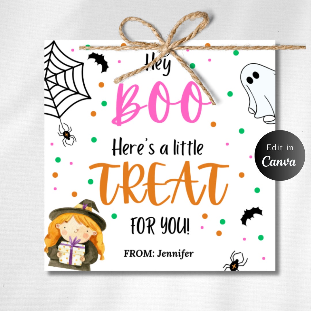 Editable Halloween Cookie Tags, Hey BOO Sweet Treat Tag, Ghost Boo Gift ...