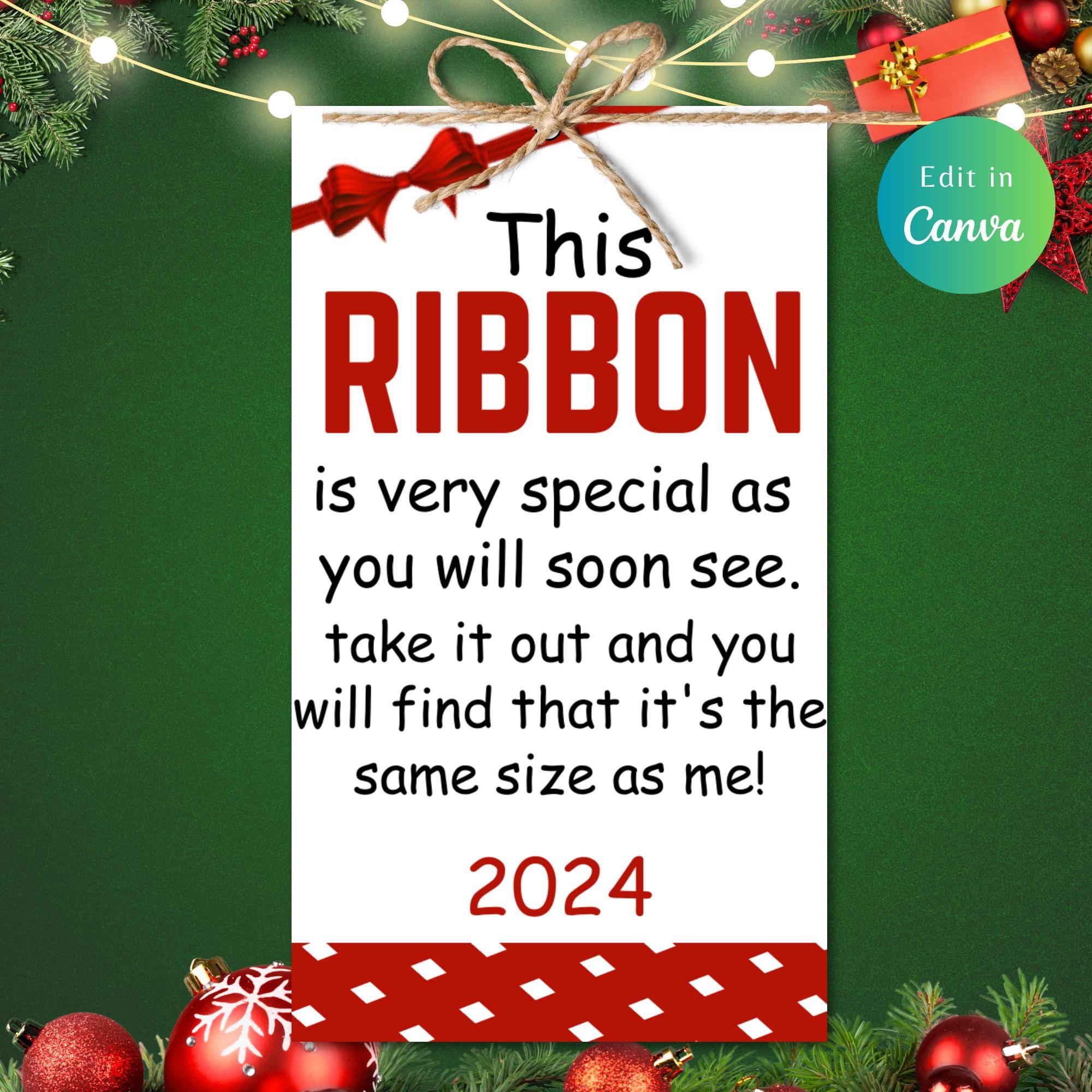 EDITABLE RIBBON TAG, Same Size as Me, Ribbon Ornament, Height Ornament ...