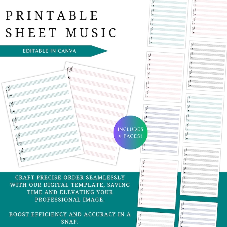 SHEET MUSIC TEMPLATE, Blank Music, Blank Piano Music, Music Template ...