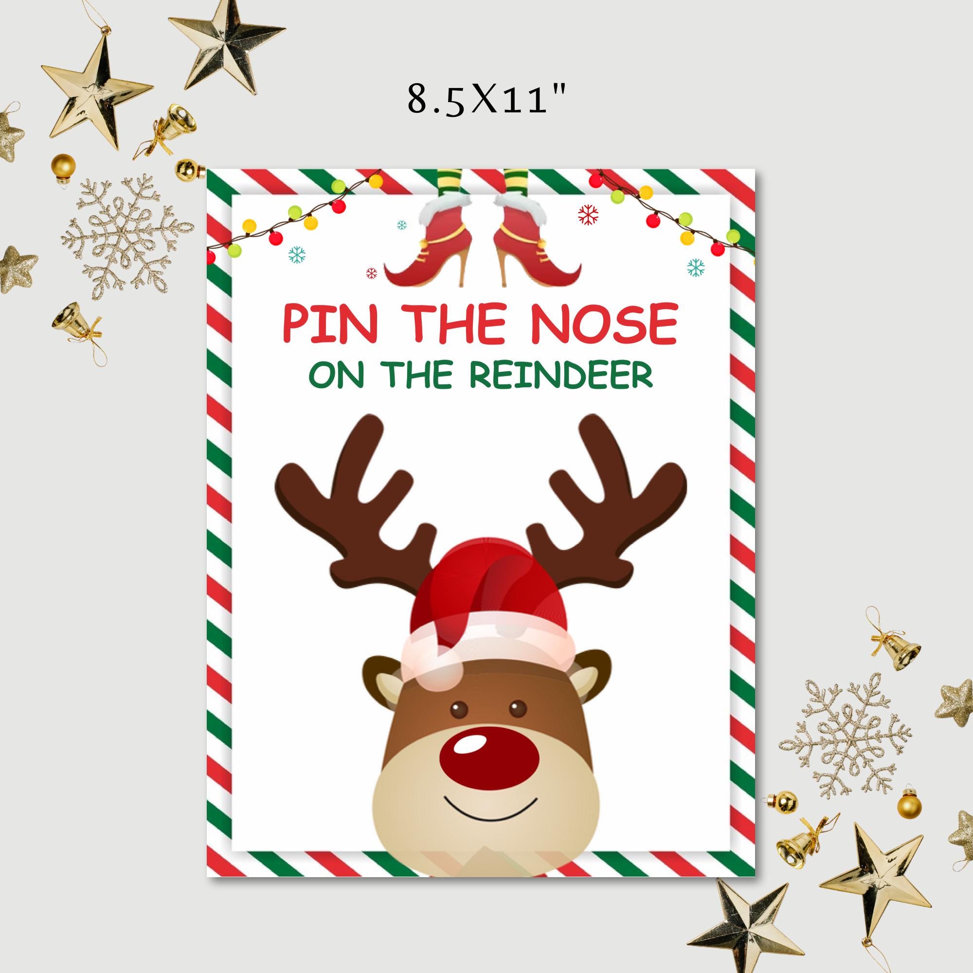 Editable PIN the Nose on the REINDEER, Pin the Nose, Nose on the ...