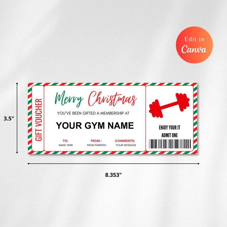 Editable Gym Membership Template Christmas Gift, Gym Membership, Gym ...