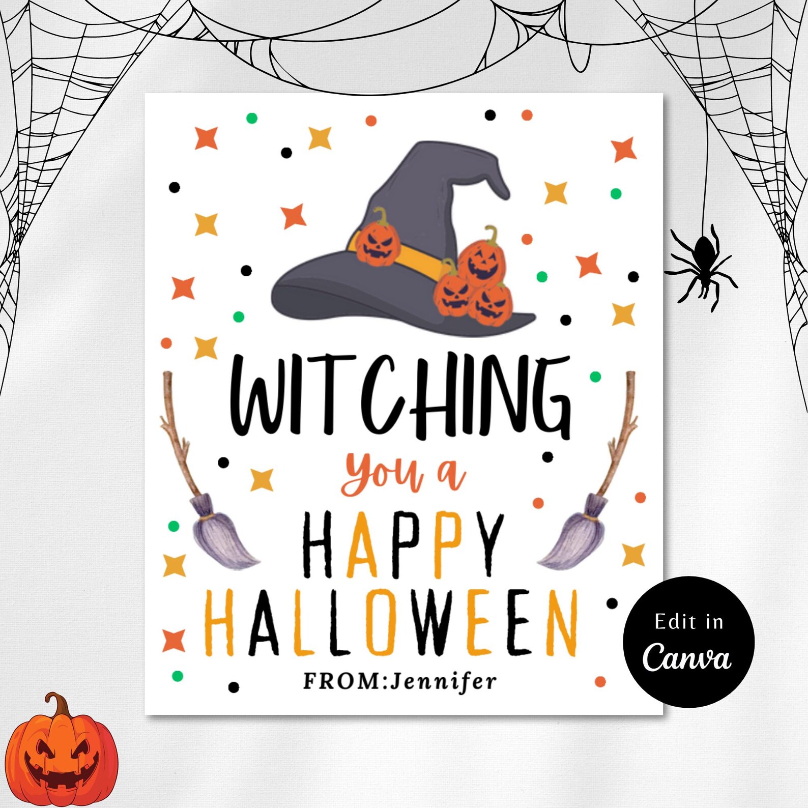Editable WITCHING YOU a Happy Halloween Gift Tag, Halloween Tags ...
