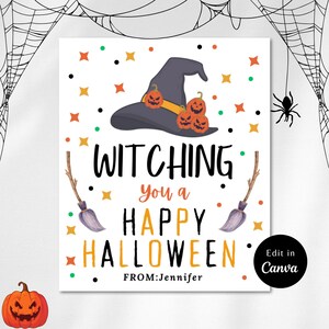 Editable WITCHING YOU a Happy Halloween Gift Tag, Halloween Tags ...