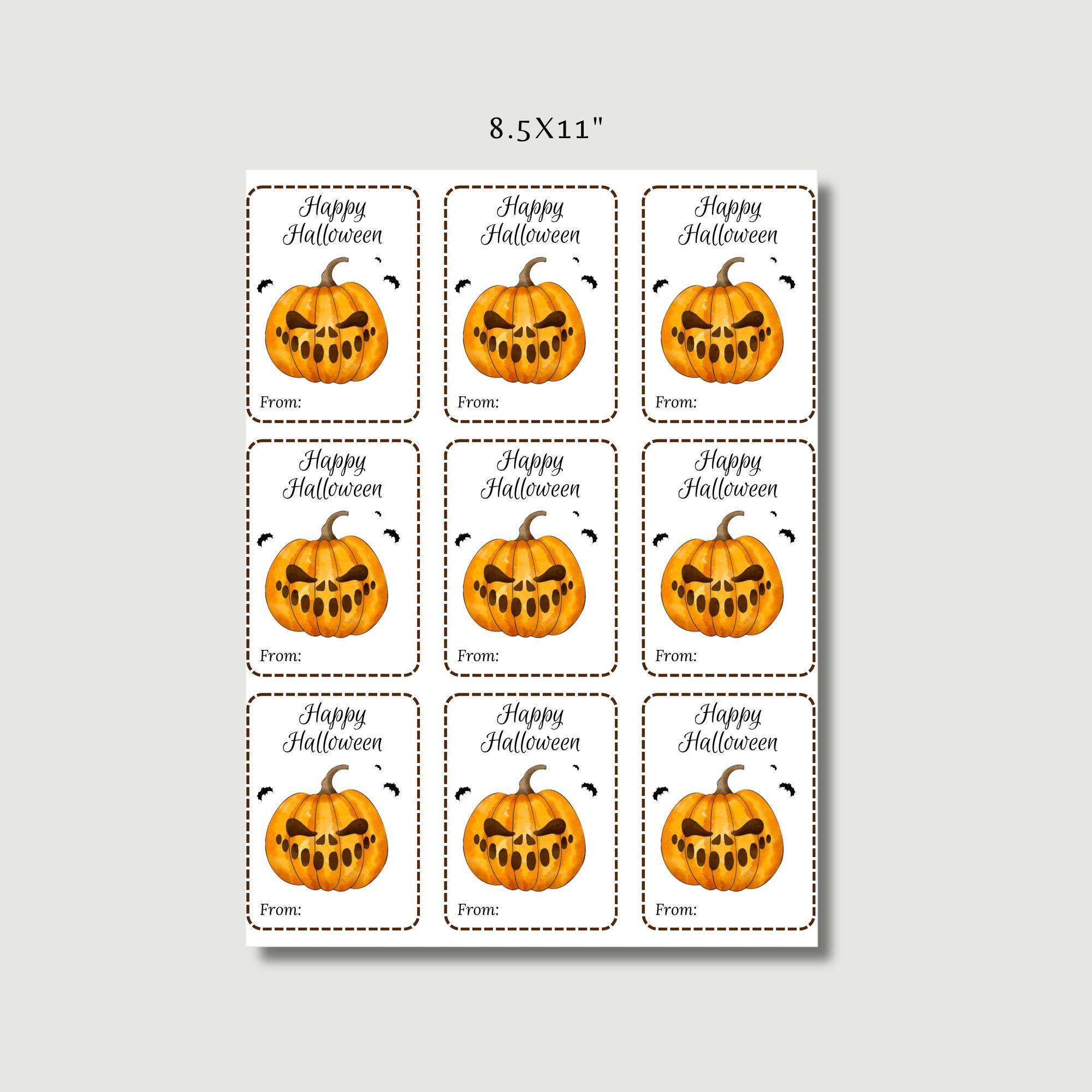 Editable HALLOWEEN GIFT Tags for Kids Favors, Print on Kraft Paper ...