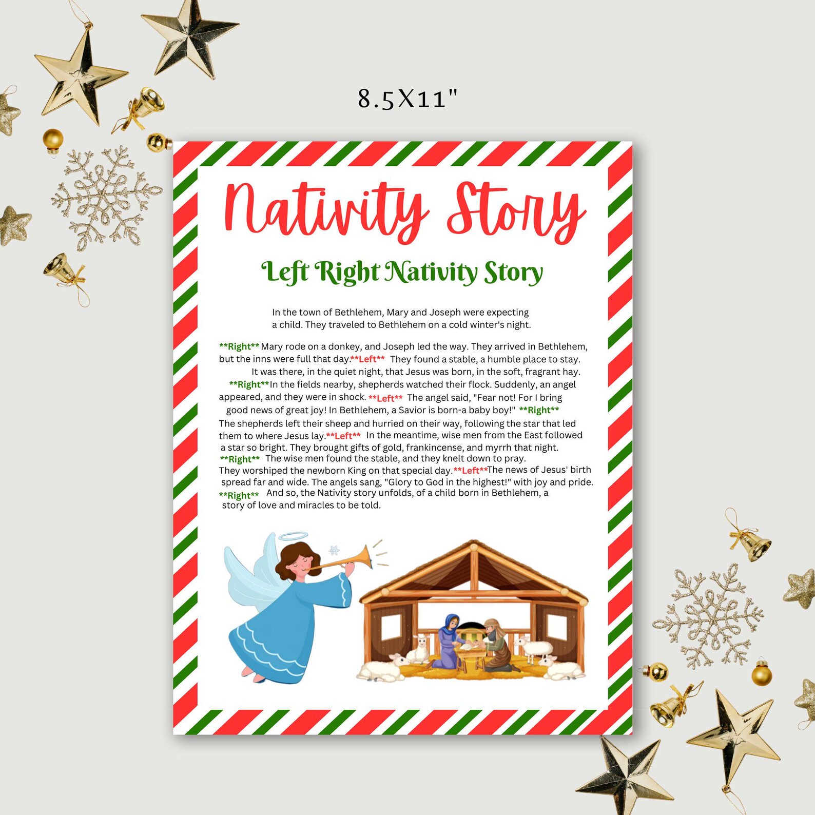 PRINTABLE LEFT RIGHT Nativity Story, Christmas, Bible, Nativity Game ...