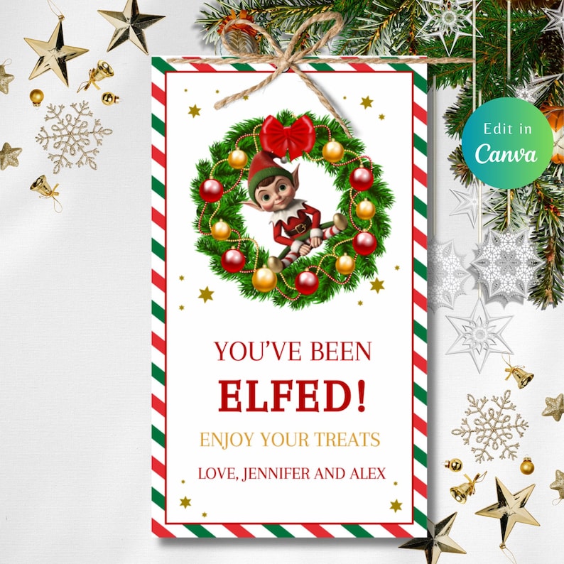 Editable YOU'VE BEEN Elfed Christmas, You've Been Elfed, Elf Printable ...