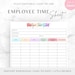 Editable EMPLOYEE TIME SHEET, Time Keeping Log, Printable Time Sheet ...