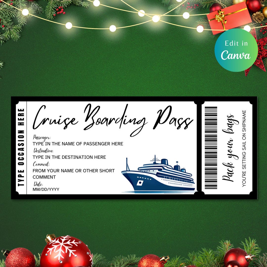 Editable Cruise Ticket Template Boarding Pass Gift, CRUISE SURPRISE ...