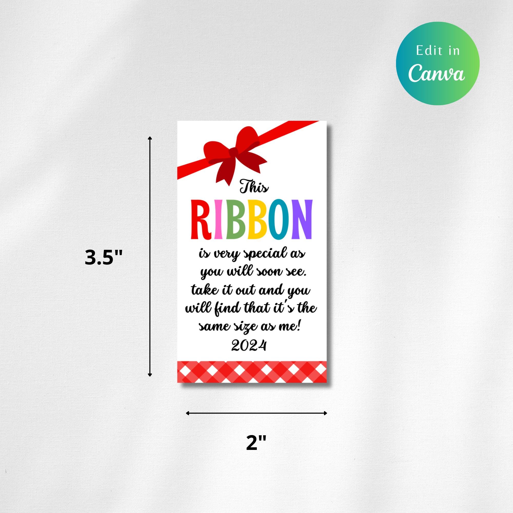 EDITABLE RIBBON TAG, Same Size as Me, Ribbon Ornament, Height Ornament ...