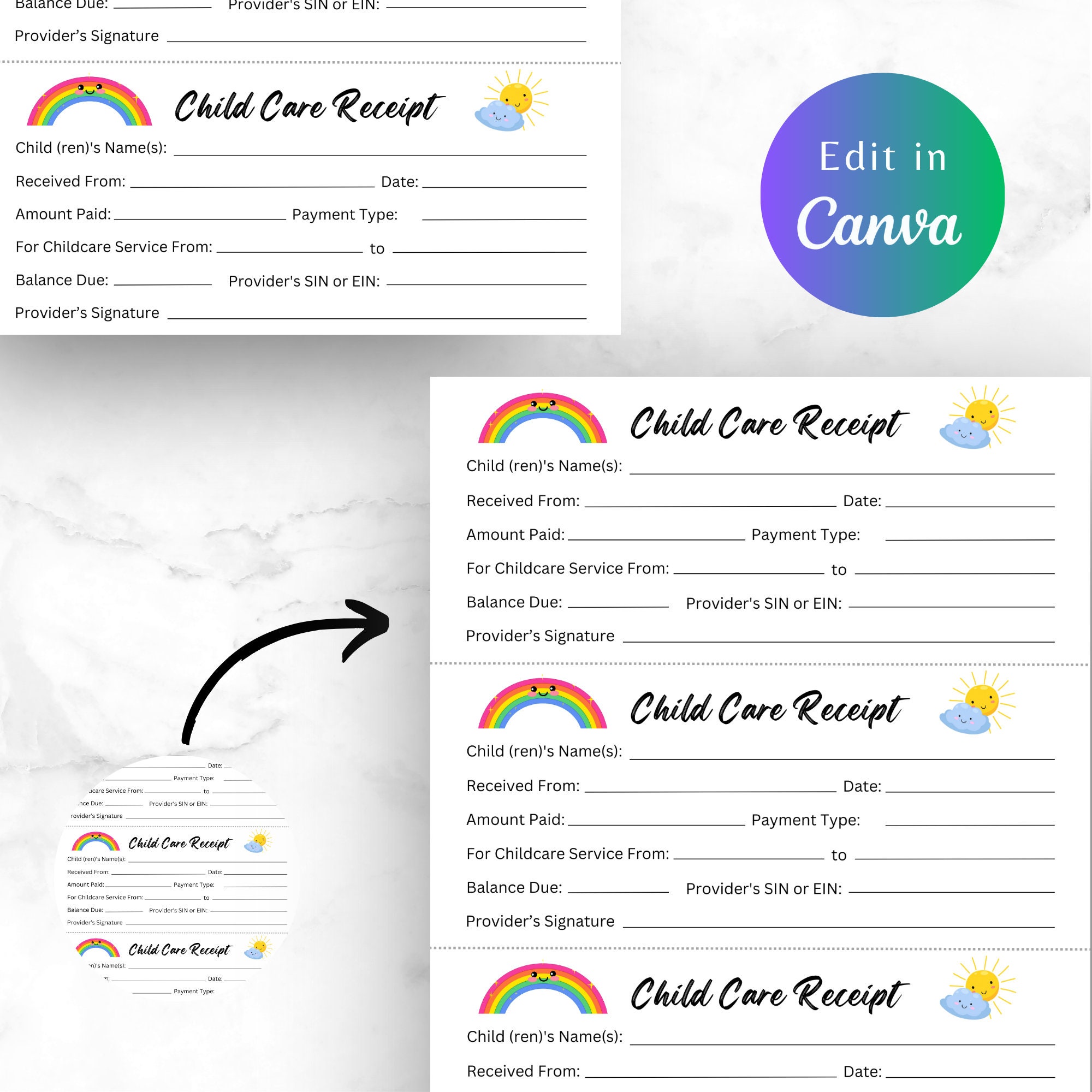 CHILD CARE RECEIPTS, Daycare Receipts, Printable Receipts, Receipts ...