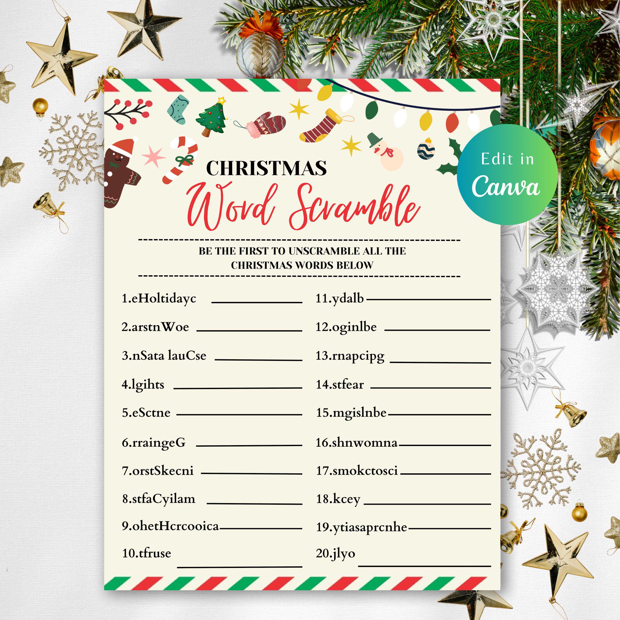 PRINTABLE WORD SCRAMBLE, Holiday Shop, Word Scramble, Christmas Games ...