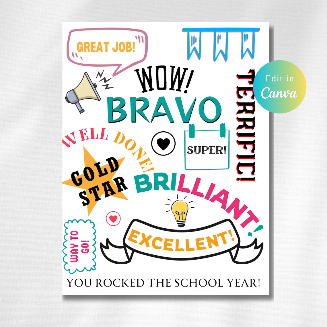 Editable End of School Year Card , Goodbye Card to Student, Elementary ...