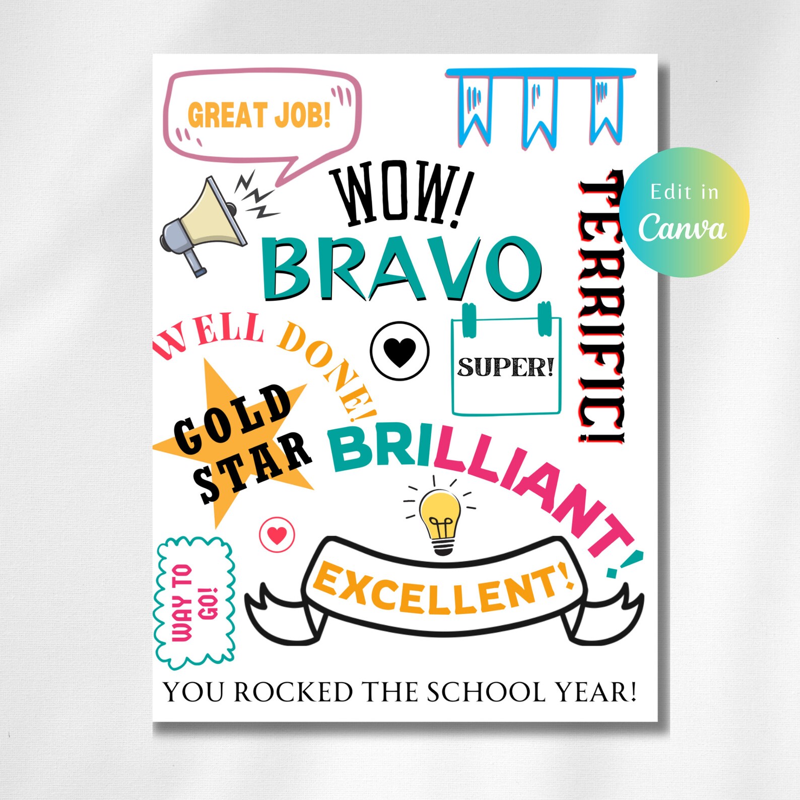 Editable End of School Year Card , Goodbye Card to Student, Elementary ...