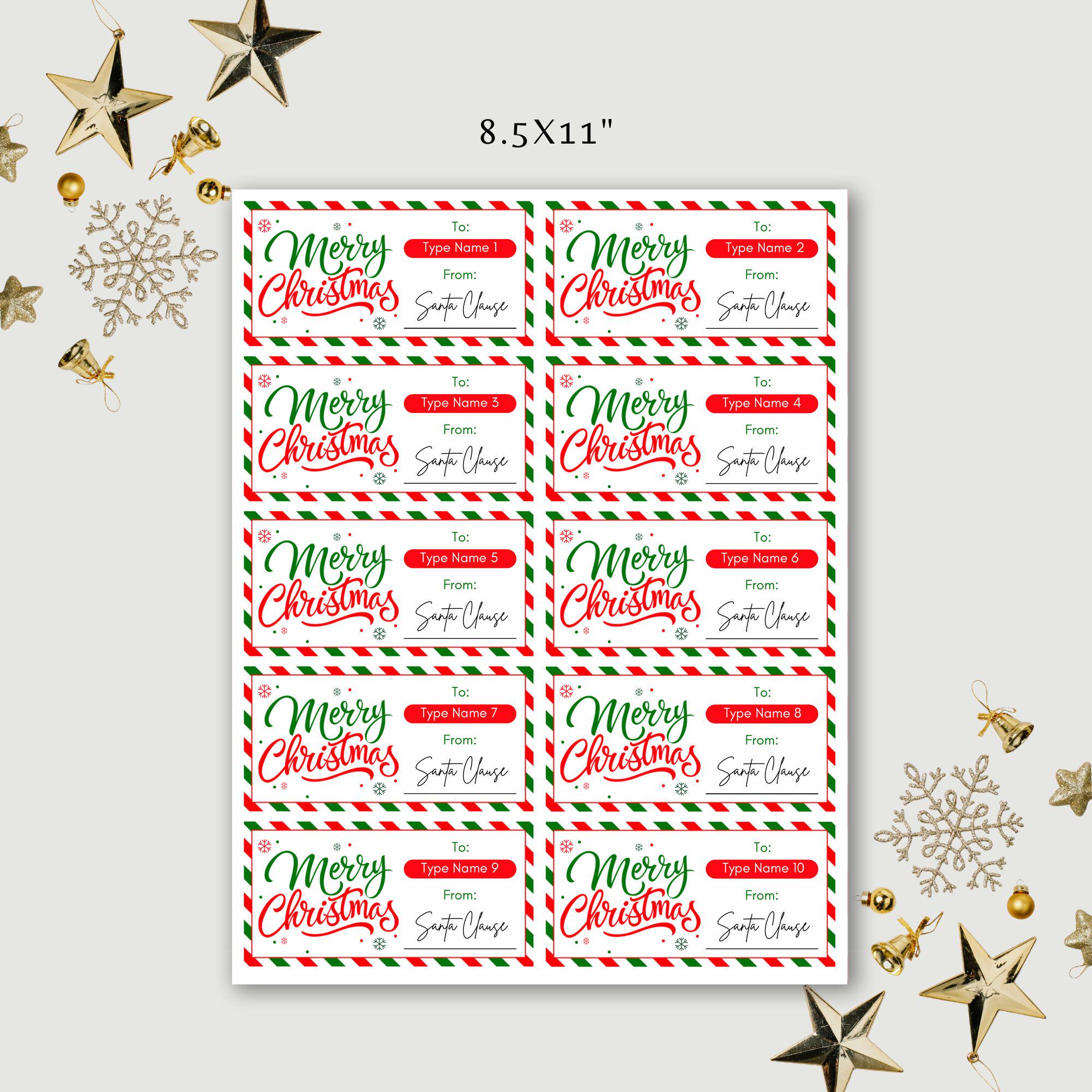 EDITABLE SANTA GIFT Tags Template Printable Christmas Labels Stickers ...