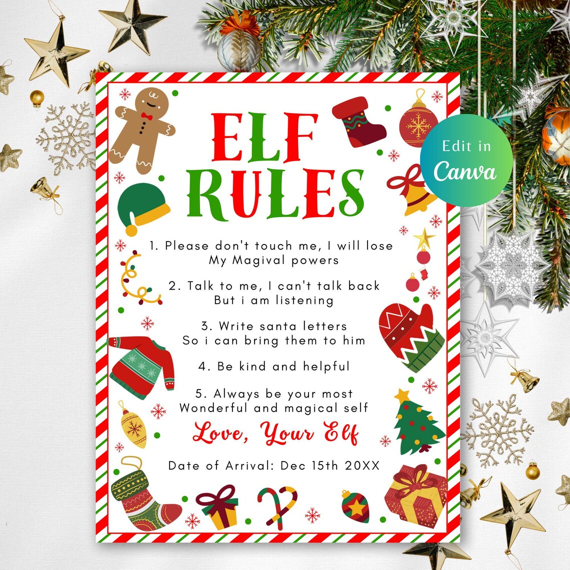 PRINTABLE ELF RULES Sign, Elf Letter, Elf Printable, Letter From Elf ...
