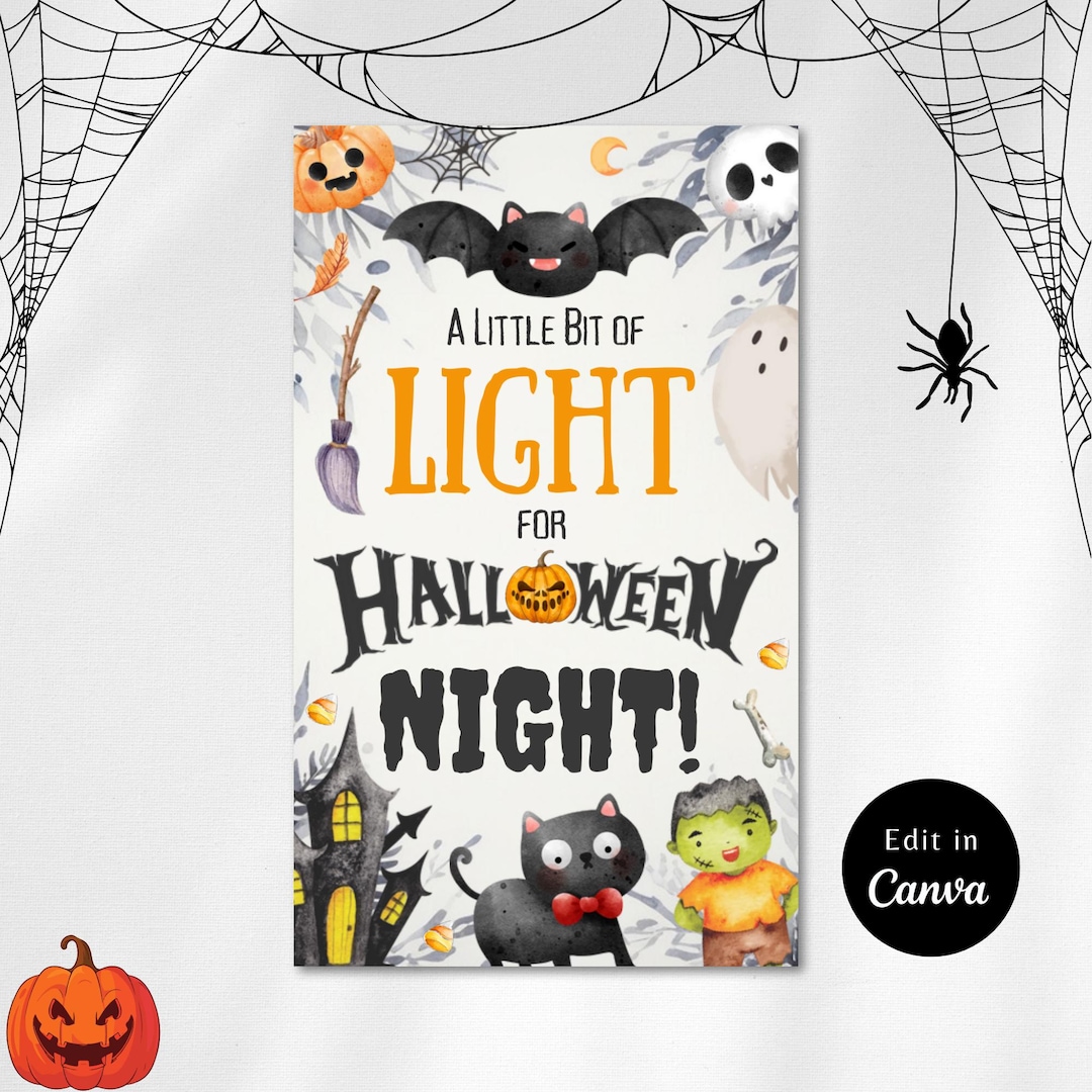 Editable HALLOWEEN GLOW Stick Tag, Glow Stick Holder, Glow Stick Tags ...