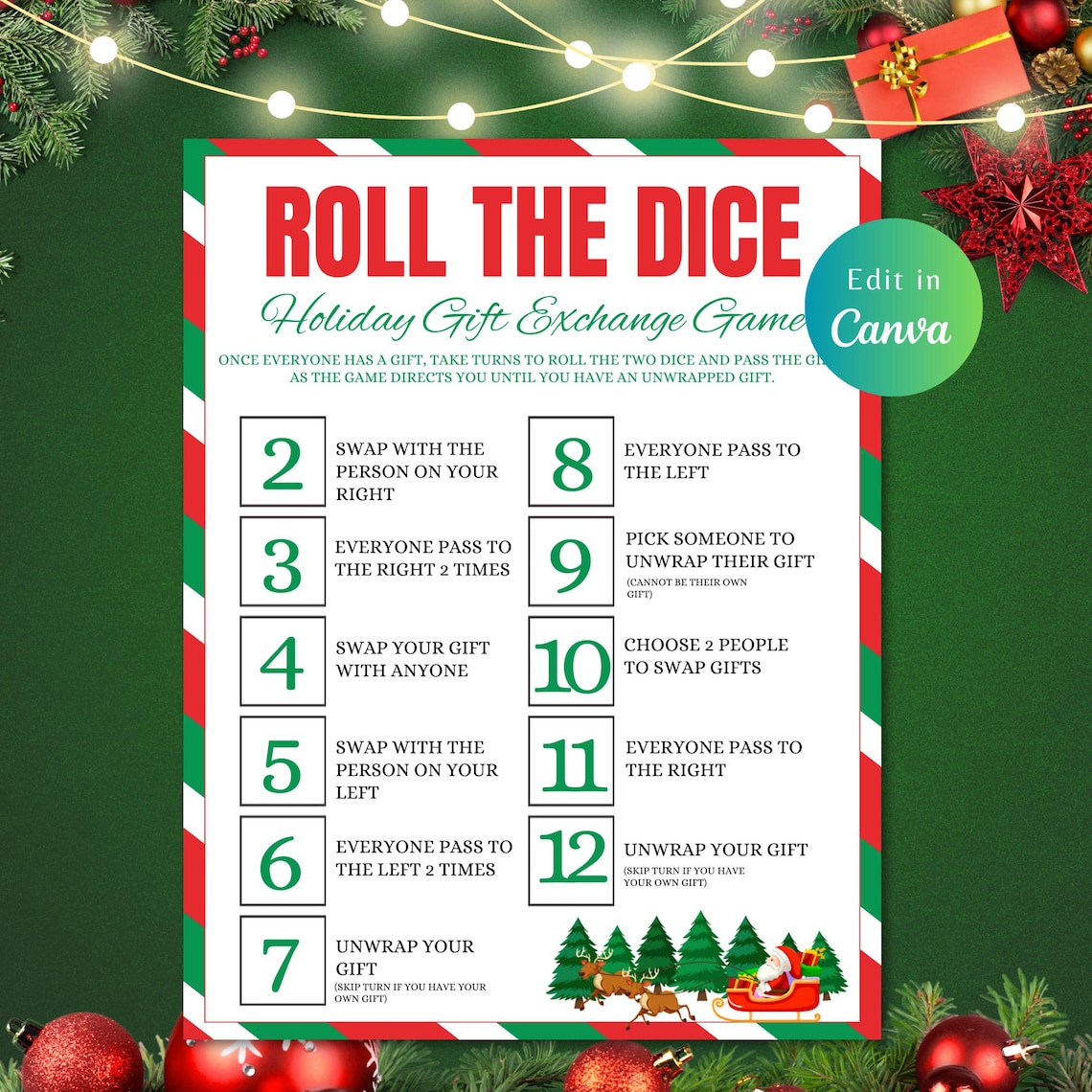 Roll the Dice Christmas Gift Exchange Game, Dice Gift Exchange Game ...