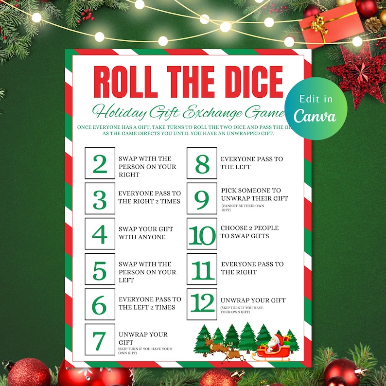 Roll the Dice Christmas Gift Exchange Game, Dice Gift Exchange Game ...