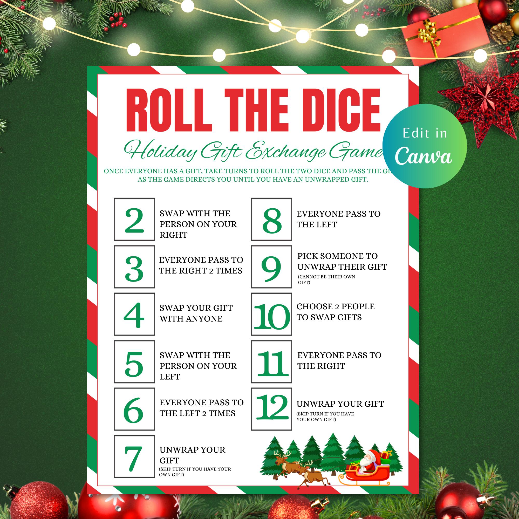 Roll the Dice Christmas Gift Exchange Game, Dice Gift Exchange Game ...