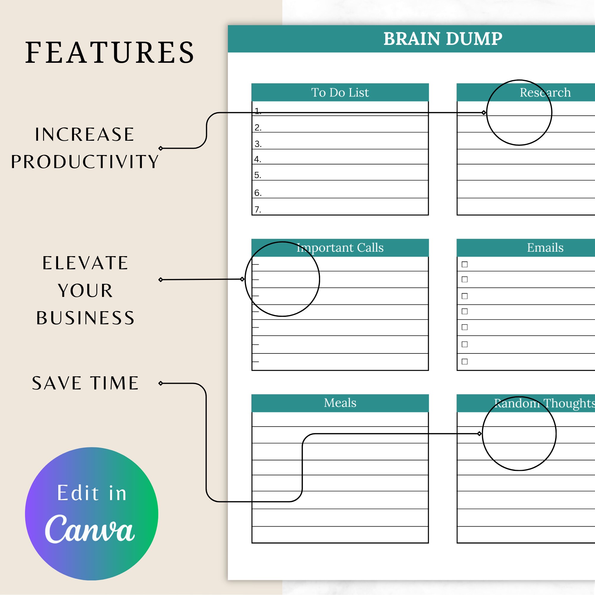 BRAIN DUMP PRINTABLE, Brain Dump, Brain Dump Printable, Adhd Planner ...
