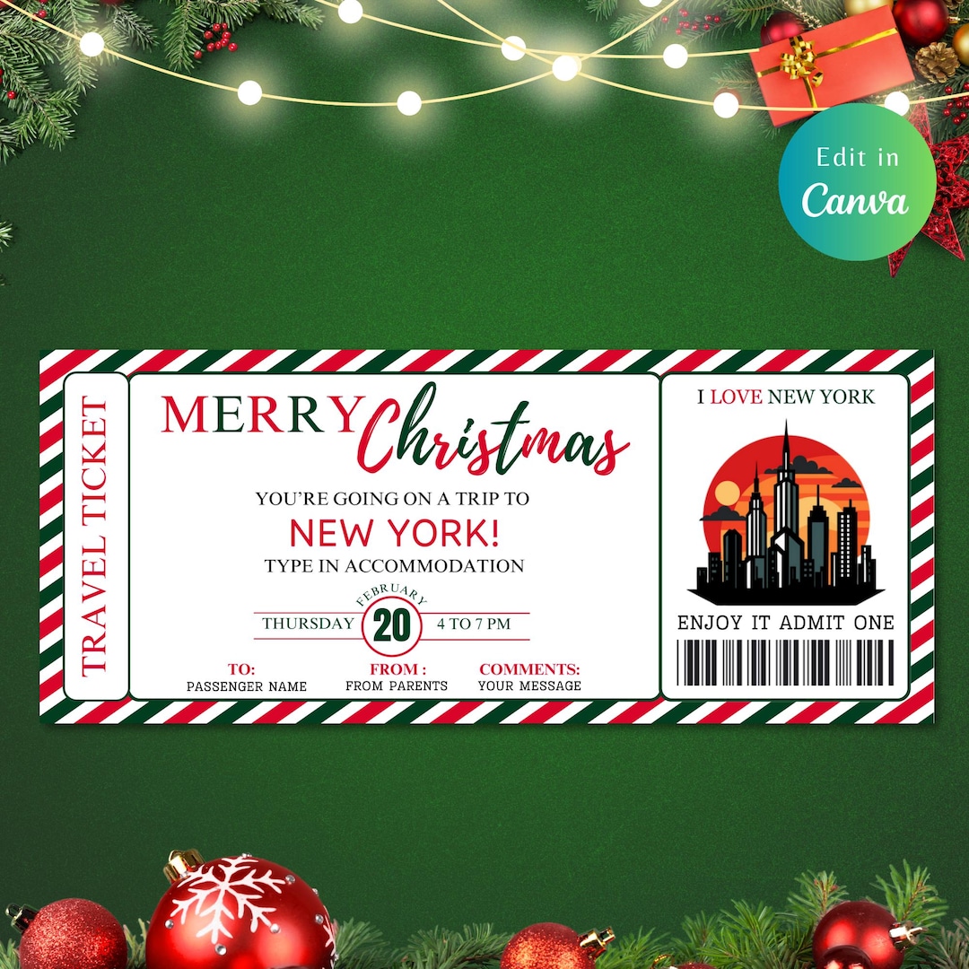 Editable New York Trip Ticket Template, New York Trip Ticket, NEW YORK ...