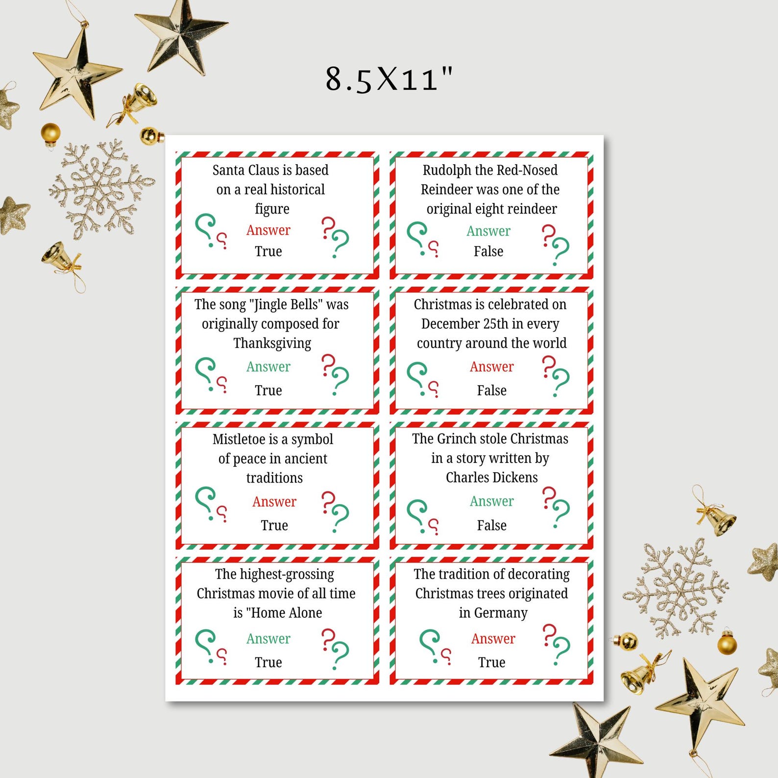 Editable Christmas True or False, CHRISTMAS PARTY GAME, Xmas True or ...