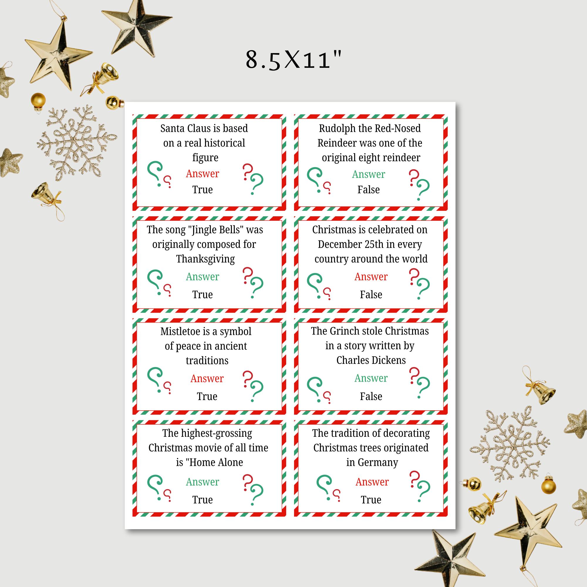 Editable Christmas True or False, CHRISTMAS PARTY GAME, Xmas True or ...