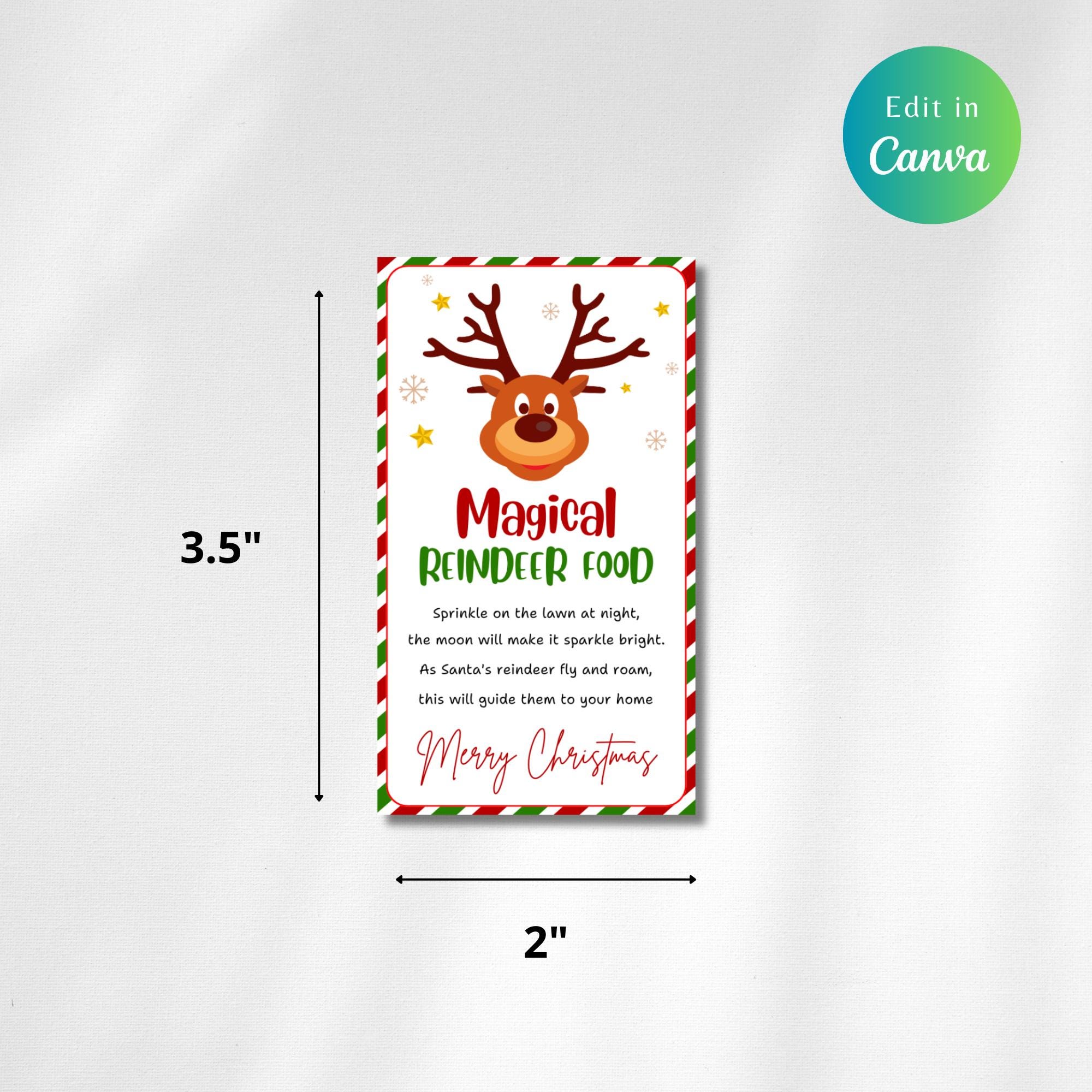 Editable MAGIC REINDEER Food Tags, Reindeer Food, Printable Magic ...
