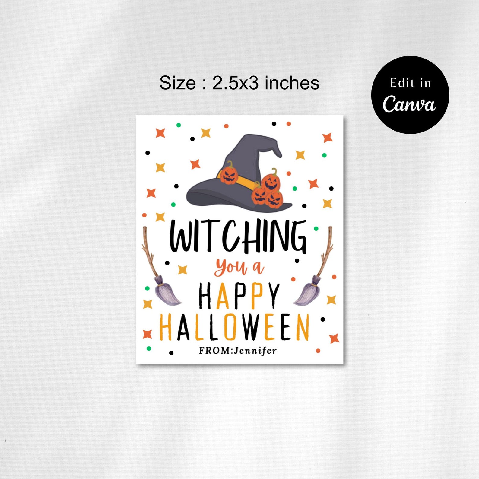 Editable WITCHING YOU a Happy Halloween Gift Tag, Halloween Tags ...