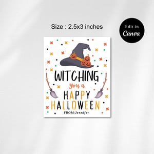 Editable WITCHING YOU a Happy Halloween Gift Tag, Halloween Tags ...