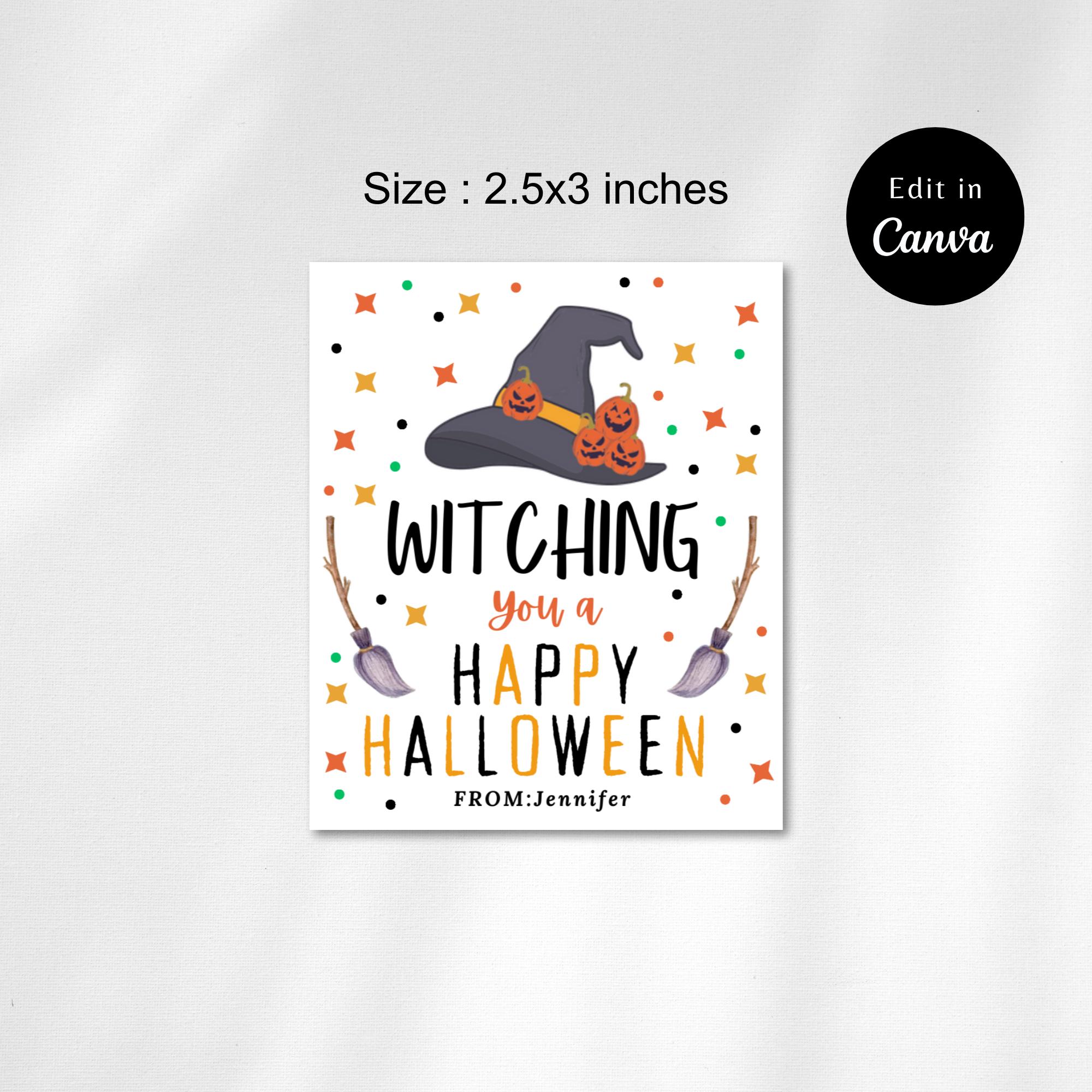 Editable WITCHING YOU a Happy Halloween Gift Tag, Halloween Tags ...