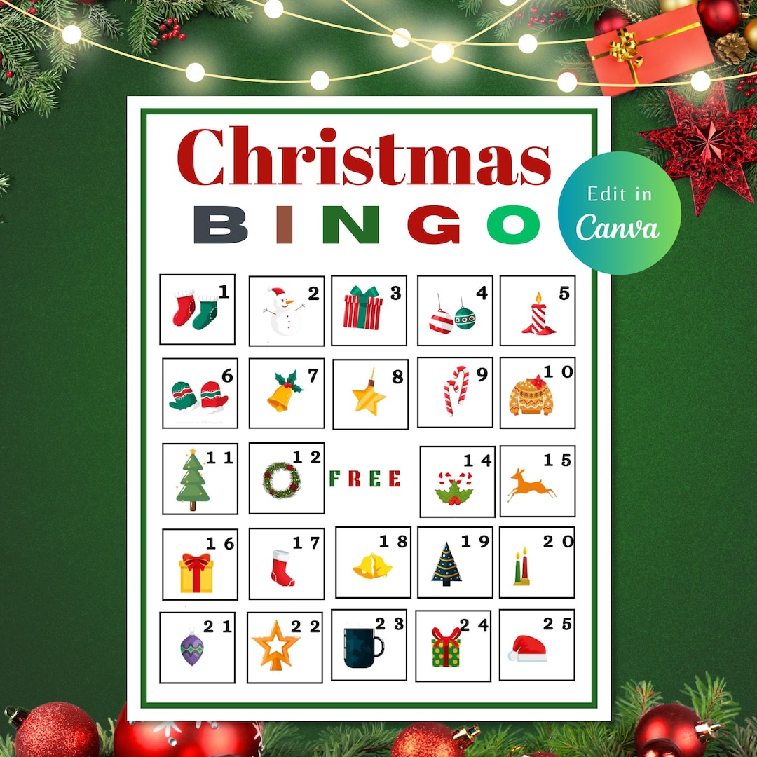 Editable Christmas Bingo Game, Christmas Bingo Cards, Holiday Bingo ...