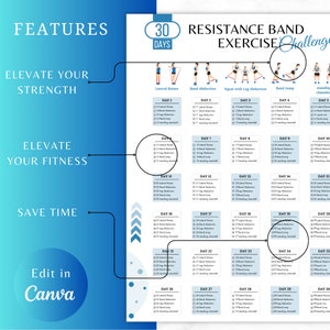 Editable 30 Days Resistance Band Challenge, Band Exercise Guide ...