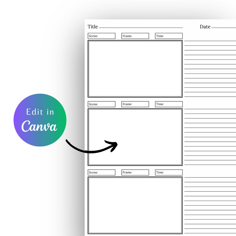 STORYBOARD PRINTABLE TEMPLATE, Collage Template, Photoshop Template ...