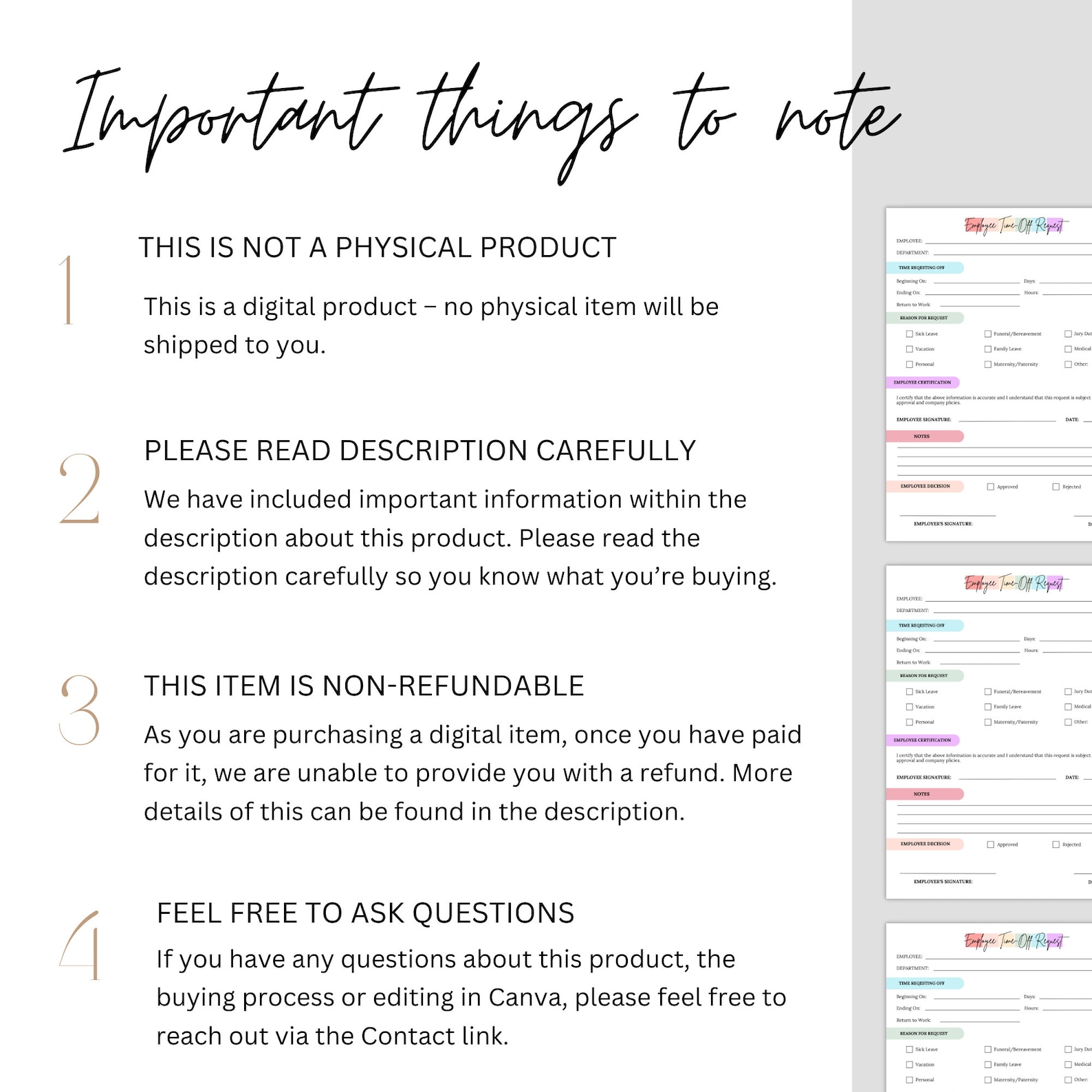 Editable EMPLOYEE TIME OFF, Time off Request, Pto Request Form ...