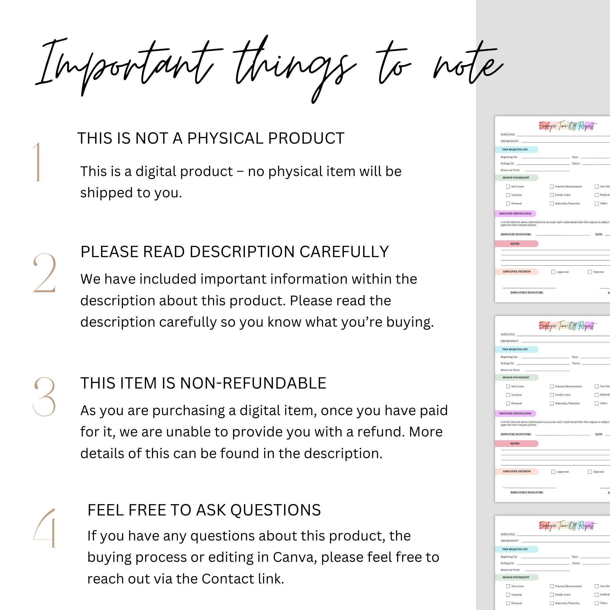 Editable EMPLOYEE TIME OFF, Time off Request, Pto Request Form ...