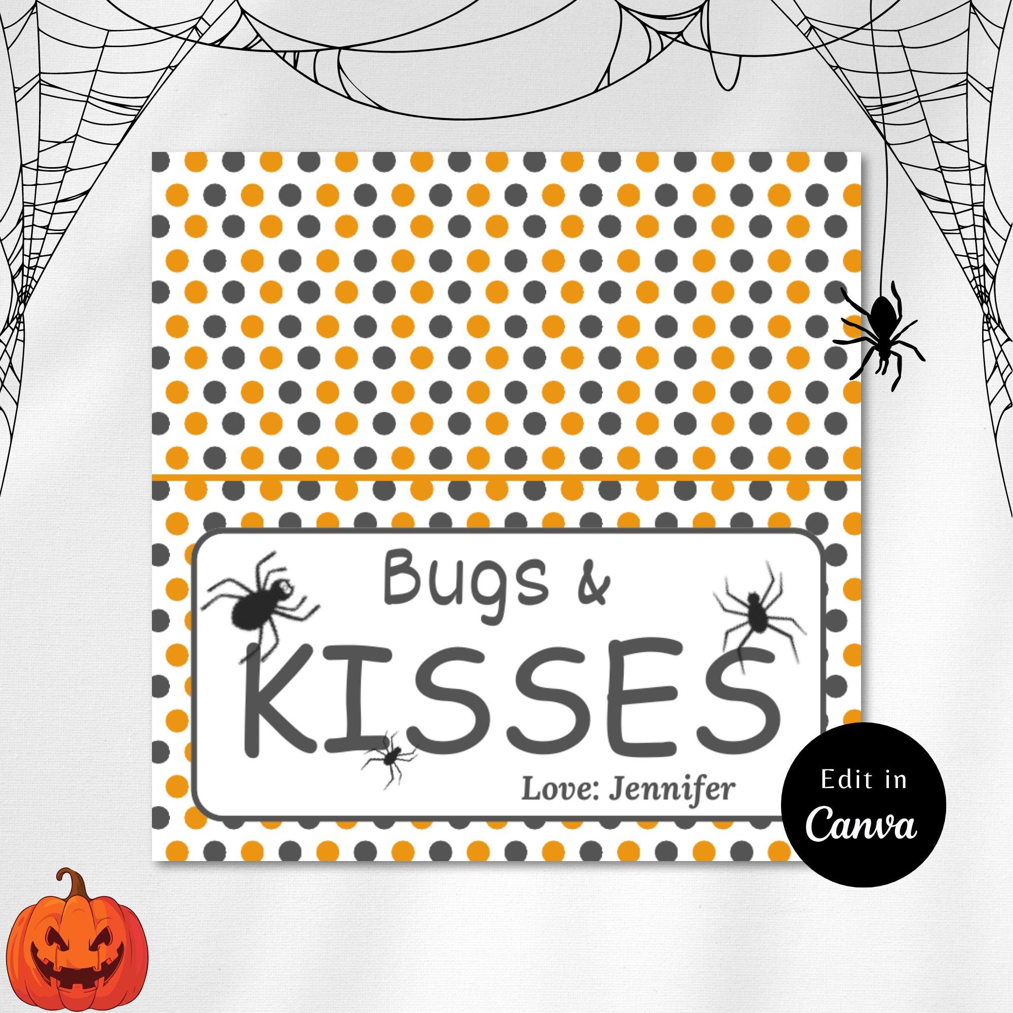 Editable BUGS & KISSES Gift Tags Bag Toppers, Bugs and Kisses ...