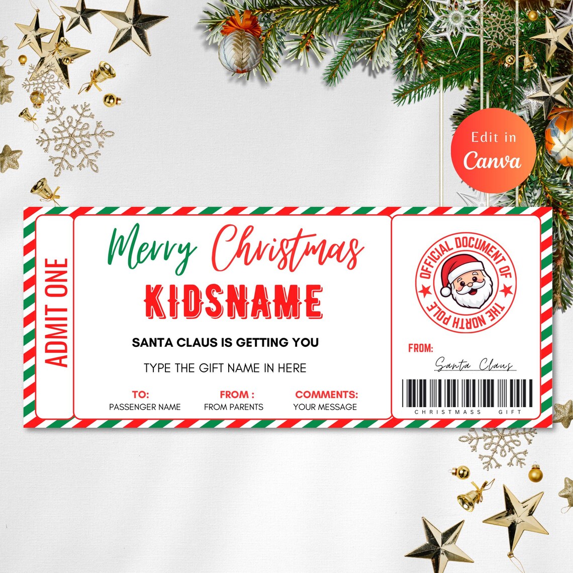 Editable Santa Voucher Template for Kids, EDITABLE CHRISTMAS, Editable ...
