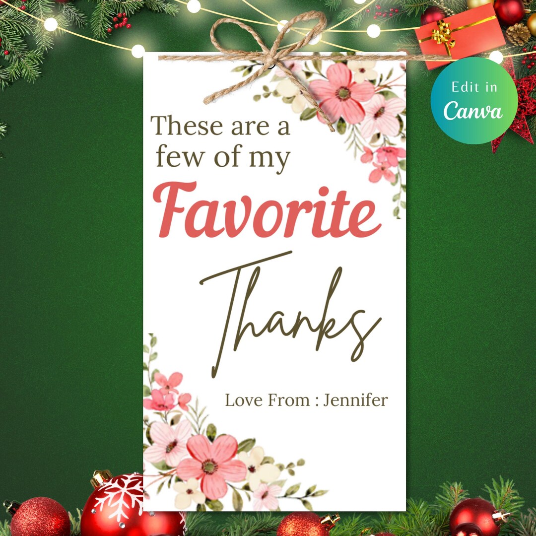 Editable FAVORITE THINGS Gift Tag, Favorite Things Favor, Holiday Gift ...