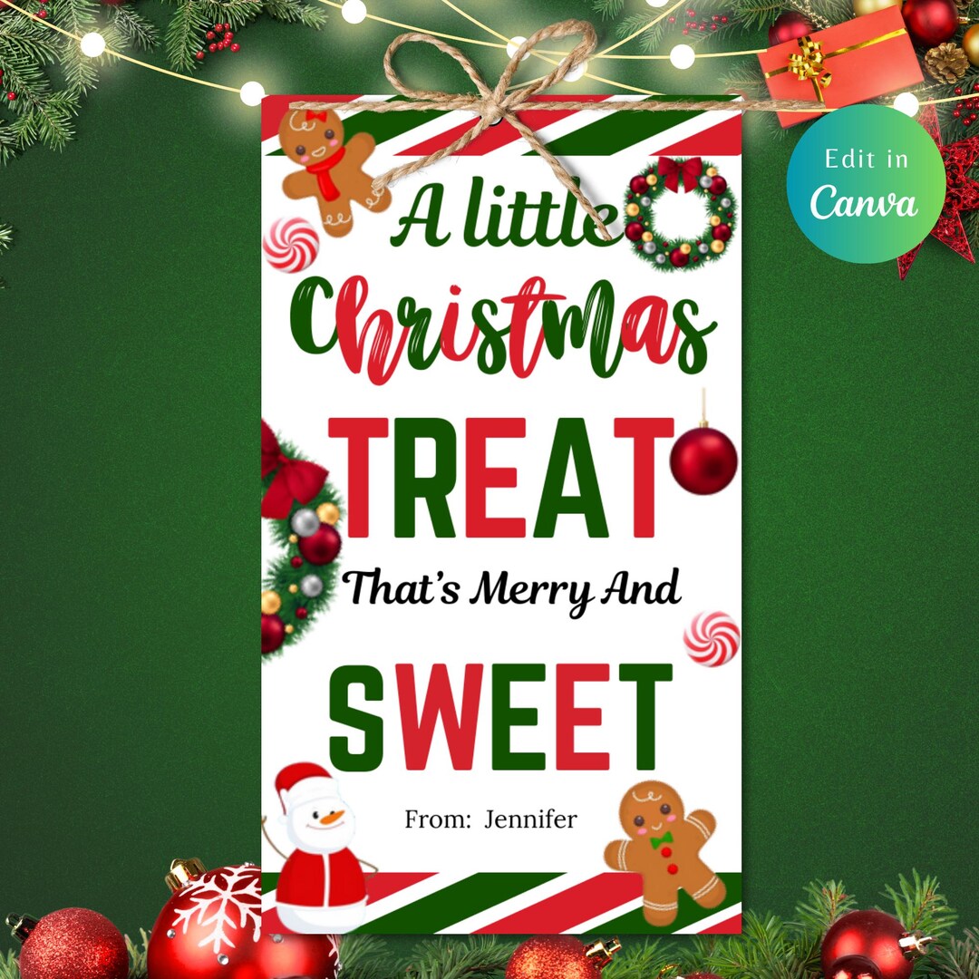 Editable CHRISTMAS GIFT Tag, Christmas Treat Hang Tags, Printable Gift ...